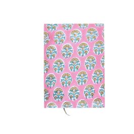 Carnet de notes fleuri rose pâle Block print Pondie Chérie - Le petit Souk